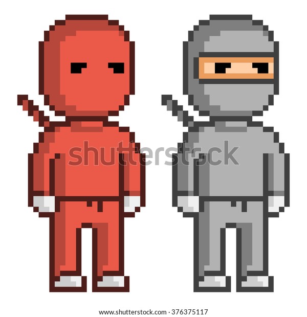 Vector Pixel Black Ninja Pixel Ninja Stock Illustration 376375117