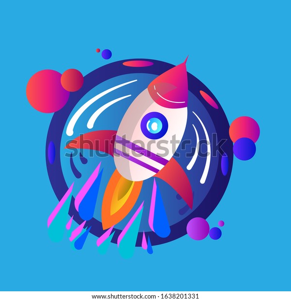 Vector Rocket Banner Template Illustration White Stock Illustration ...