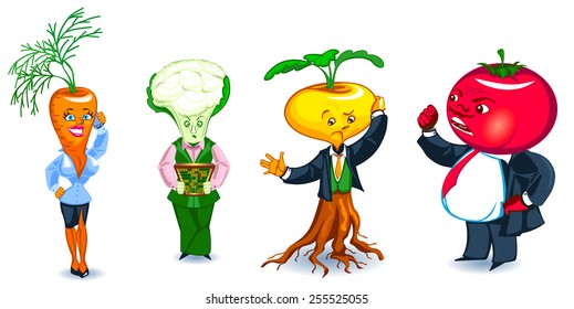 Cheerful Animated Vegetables Cartoon Characters Dancing: เวกเตอร์สต็อก ...
