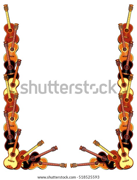 Vertical border with guitars. Raster clip art.