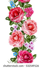 Vertical Floral Border Pattern Seamless Flower Stock Illustration ...