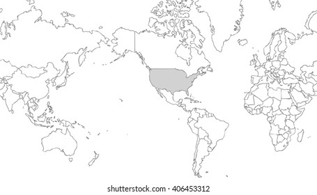 Very Light Grey World Map Centered Stock Illustration 406453312 ...