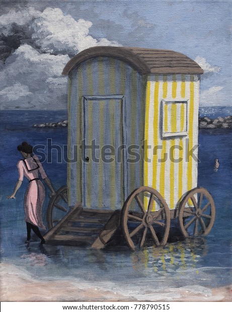 Victorian Era Bathing Machine Designed Mobile Stock Illustration ...