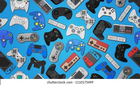 Video Game Controller Background Gadgets Devices Stock Illustration ...