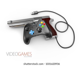Video Game Controller Gun Isolated White Stock Illustration 1031620936 ...