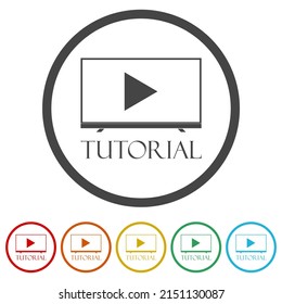 Video Tutorial Icon Set Icons Colorful Stock Illustration 2151130087 ...