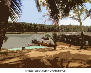 View Boat Stop Coast Using Cutout Stock Illustration 1905856408 ...