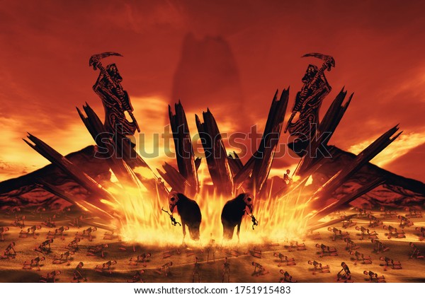 View Human Skeleton Crawling Flame Punished Stock Illustration ...