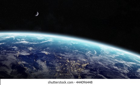 View Planet Earth Space During Sunrise Stock Illustration 444096448 ...