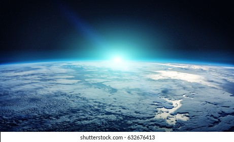 View Planet Earth Space During Sunrise Stock Illustration 573034090