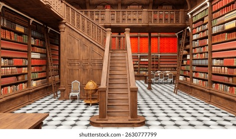 Free Stock Photo of Aerial View of Library With Stairs and Bookshelves ...