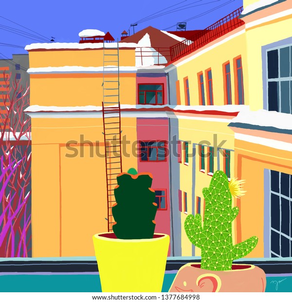 View Window Digital Art Stock Illustration 1377684998 | Shutterstock