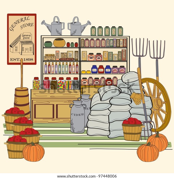 Vintage General Store Stock Illustration 97448006