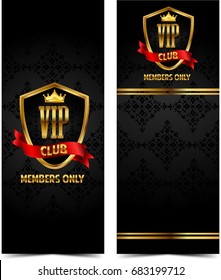 Set Vintage Vip Cards Red Ribbons Stock Vector (Royalty Free) 229609408