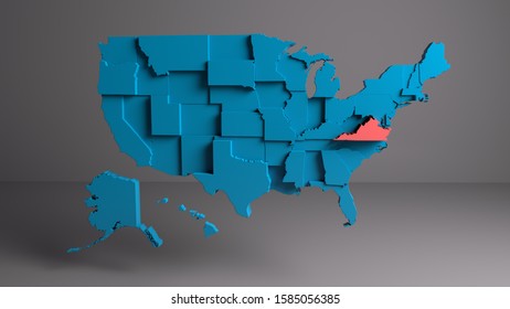 Virginia State Map 3d Rendering United Stock Illustration 1585056385 ...