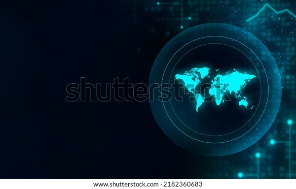 Virtual Connection World Map Technological System Stock Illustration ...