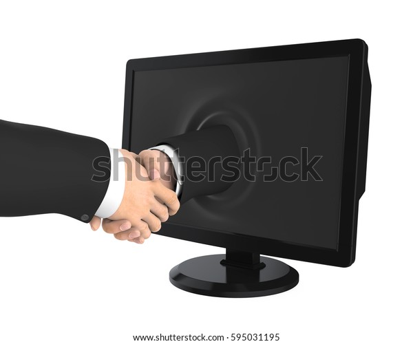 Virtual Hand Shake Isolated 3d Rendering Stock Illustration 595031195 ...