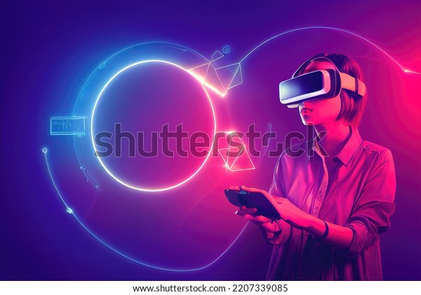Virtual Reality Control Virtual Reality Helmet Stock Illustration ...