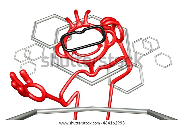 Virtual Reality Vr Doodle Guy 3d Stock Illustration 464162993 ...