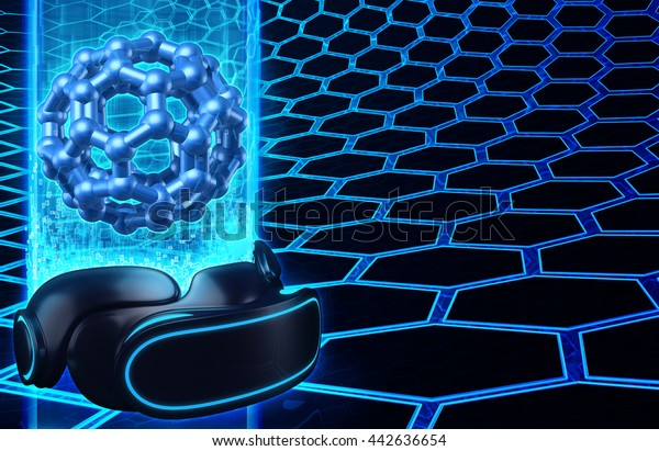 Virtual Reality Vr Molecule 3d Illustration Stock Illustration ...