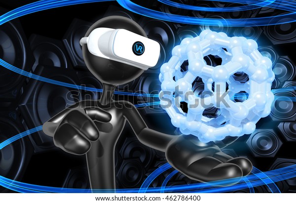 Virtual Reality Vr Molecule 3d Illustration Stock Illustration ...
