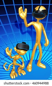 Virtual Reality Vr Monkey See Monkey Stock Illustration 460944988 ...