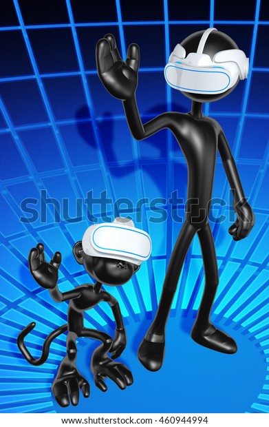 Virtual Reality Vr Monkey See Monkey Stock Illustration 460944994 ...