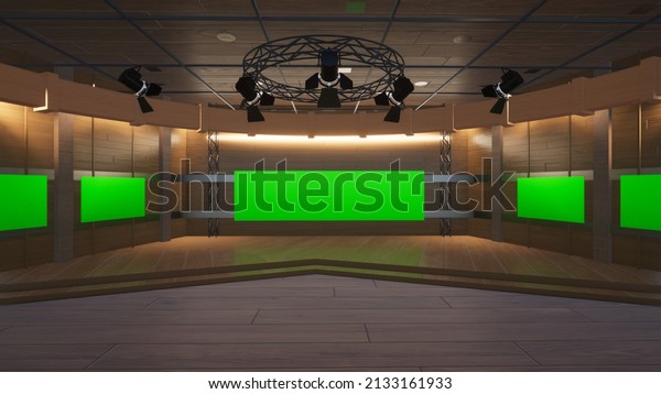 Virtual Studio Set Green Screen Shot Stock Illustration 2133161933 ...