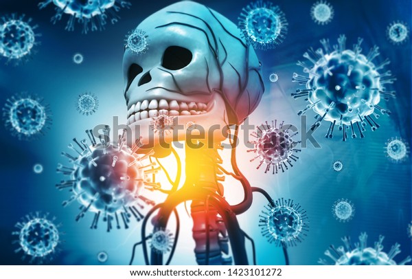 Virus Attacking Human Brain 3d Illustration Stock Illustration ...