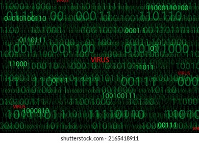 Virus On Digital Binary Code Data Stock Illustration 2165418911 ...