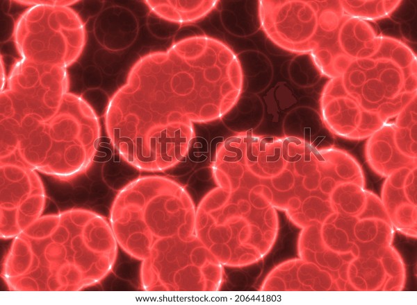 Virus Red Bacteria Cells Microscope View 스톡 일러스트 206441803