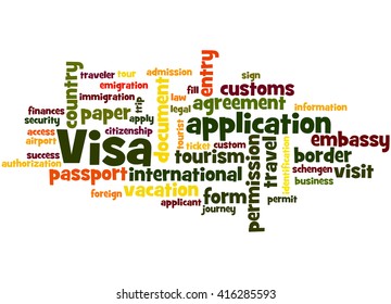 Visa Application Word Cloud Concept On: ภาพประกอบสต็อก 416285593 ...