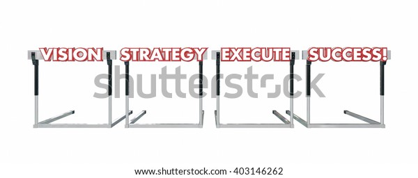 Vision Strategy Execution Success Jumping Over Stock Illustration ...