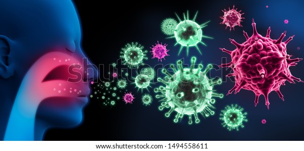 Visual concept of viral immune system attack and defense - 3D illustration
