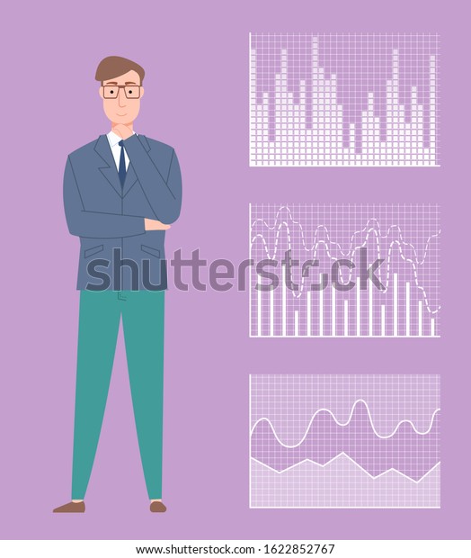 Visual Representation Charts Raster Man Standing Stock Illustration ...