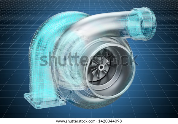 Visualization 3d Cad Model Car Turbocharger Stock Illustration 1420344098