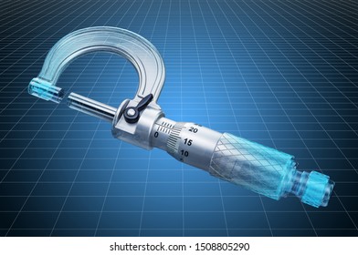 Visualization 3d Cad Model Micrometer Blueprint Stock Illustration ...