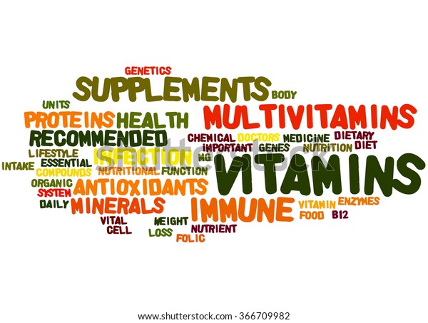 Vitamins Word Cloud Concept On White Stock Illustration 366709982 ...