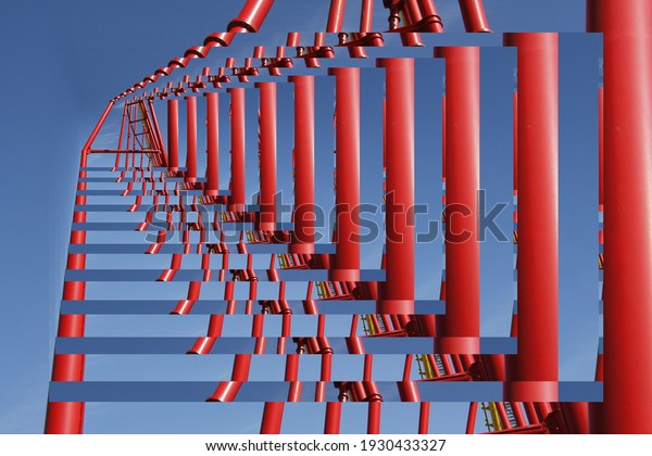 Vivid Red Roller Coaster Structural Design Stock Illustration ...