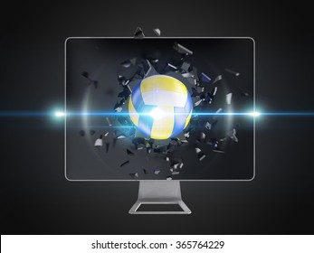 Golf Ball Destroy Computer Screen Technology: ภาพประกอบสต็อก 365764223 ...