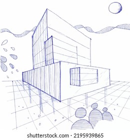 Volumetric Perspective Initial Plan Architectural Project Stock ...