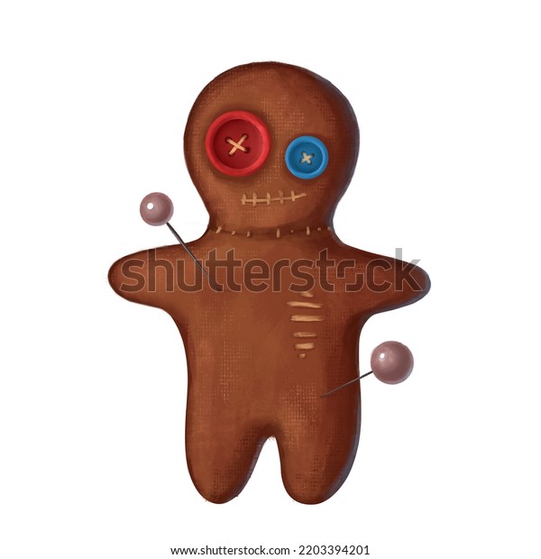 Voodoo Doll Button Eyes Needles Kawaii Stock Illustration 2203394201 ...