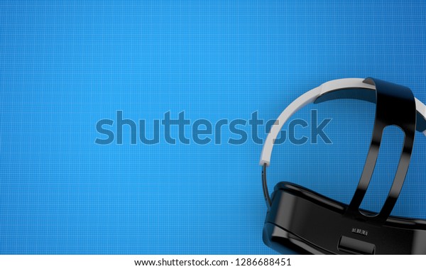 Vr Headset On Blueprint Background 3d Stock Illustration 1286688451 ...
