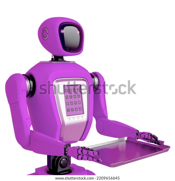 Waiter Robot Front Side View 3d Stock Illustration 2209656645 ...