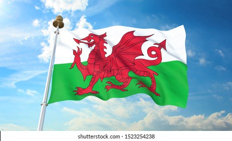 Wales Flag 3d Render Background Stock Illustration 1523254238