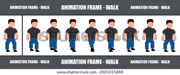 Walk Frames Animation Pixel Art Human Stock Illustration 2005925888 ...