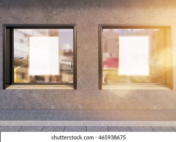 Wall Two Windows Posters Hanging Inside: ilustración de stock 465938675 ...