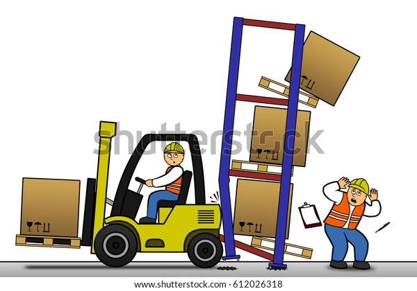 Warehouse Accident Worker Under Falling Boxes Stock Illustration 612026318