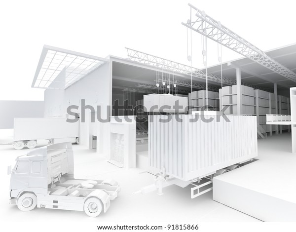 Warehouse Loading Dock Shipping Cargo Industry 스톡 일러스트 91815866 ...