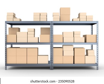 Warehouse Rack Blank Boxes Stock Illustration 235090528